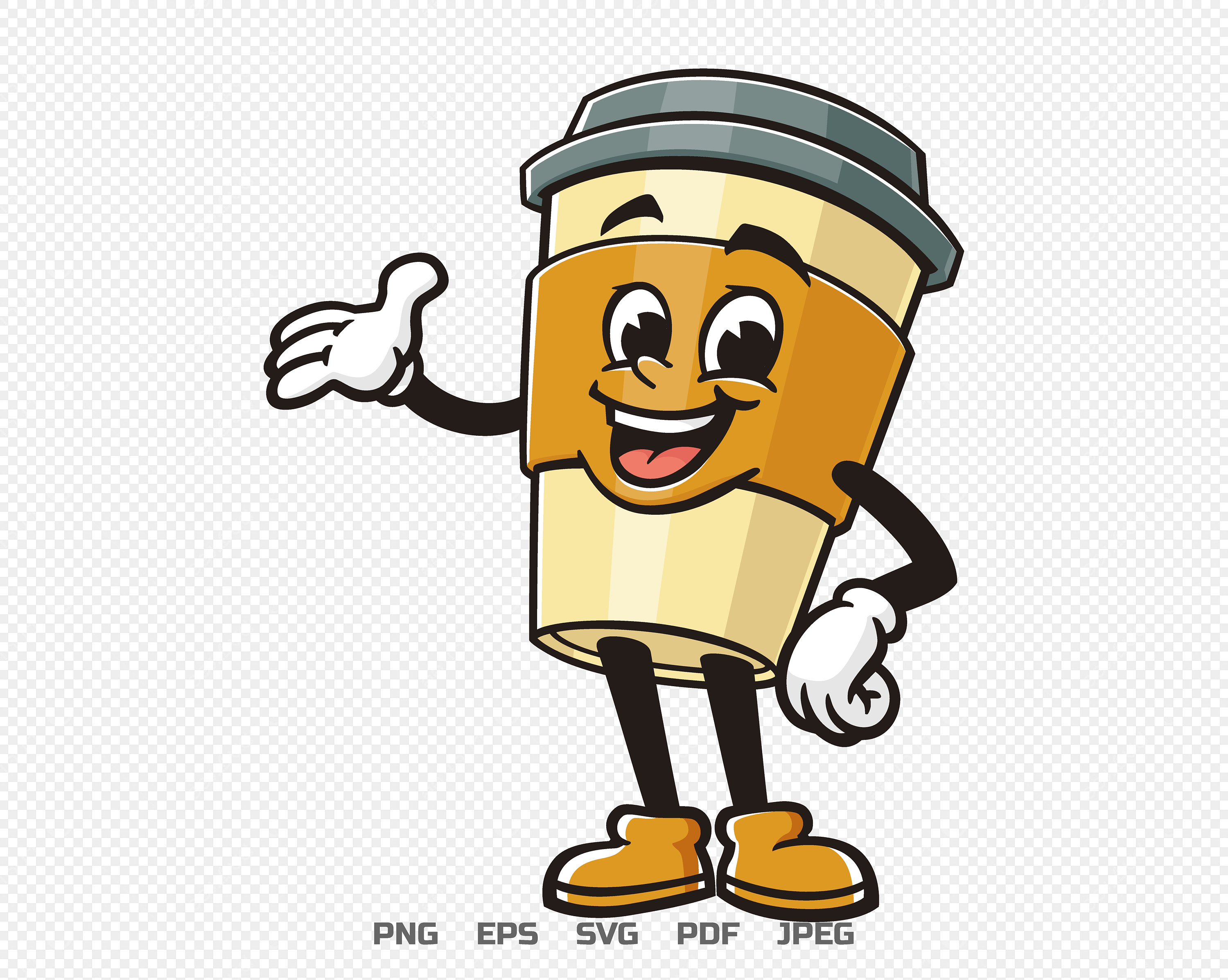 Coffee Cup Cartoon Mascot Illustration Design Character - Etsy