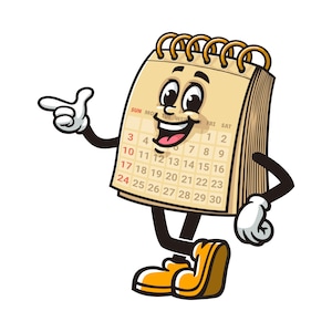 Calendar Cartoon Mascot Illustration Character Vector Clip-art Hand ...