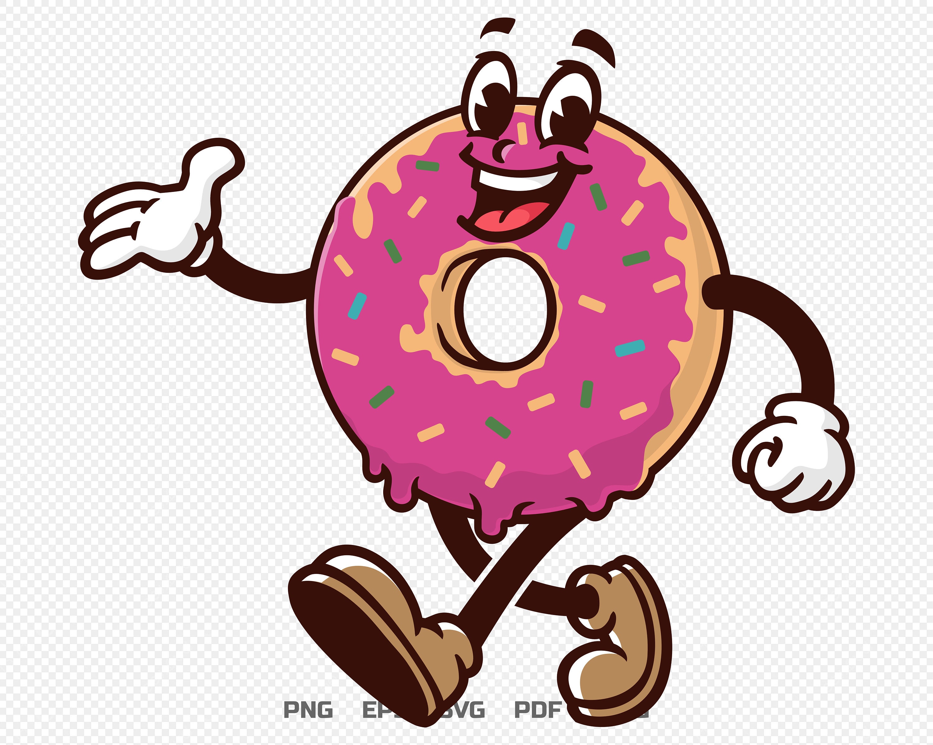 Walking Donuts Cartoon Mascot Illustration Design Character Vector - Etsy