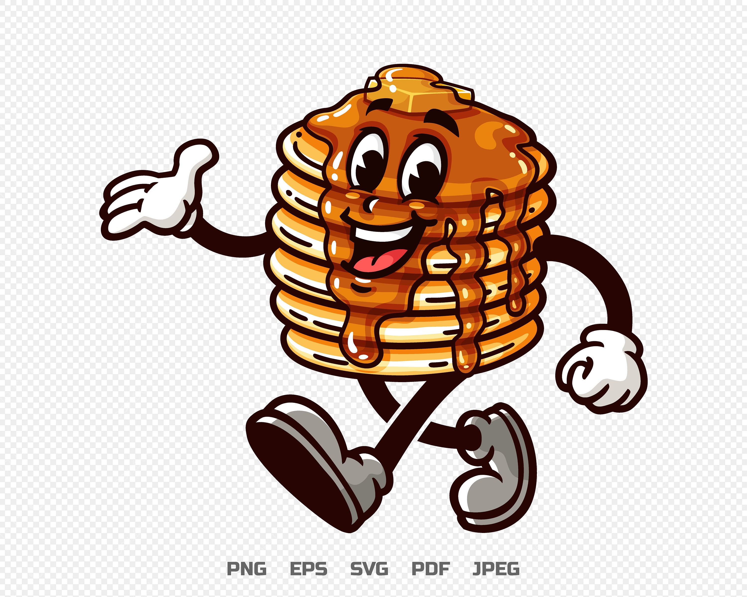 Walking Pancake Cartoon Mascot Illustration Character Vector Clip Art ...