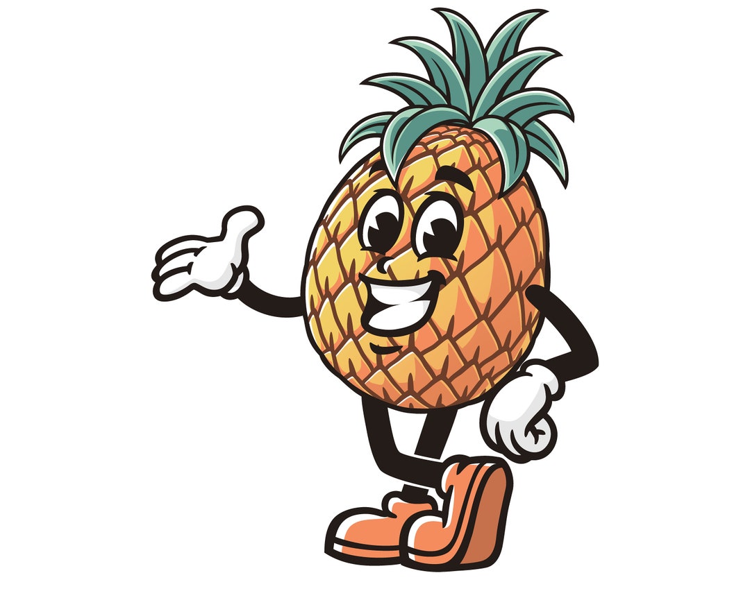 Pineapple Cartoon Mascot Illustration Design Character Vector - Etsy