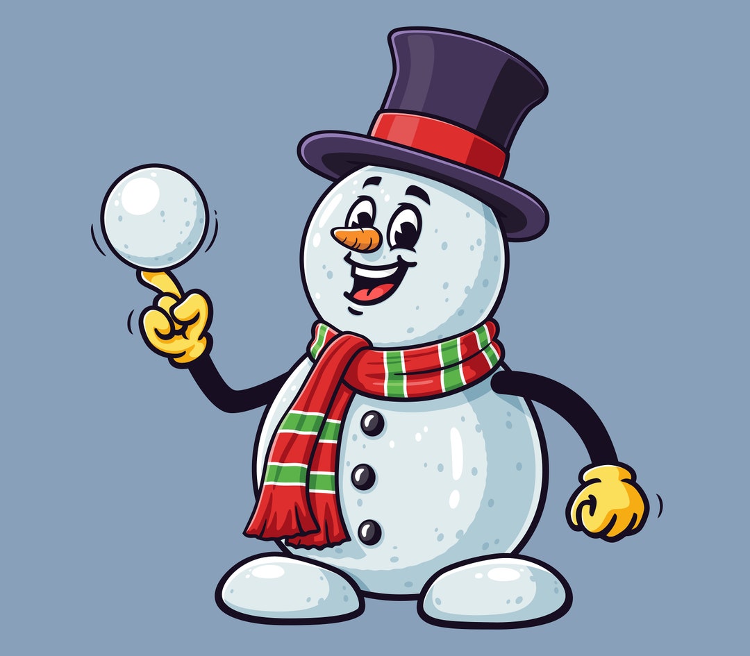 Snowman Cartoon Mascot Illustration Design Character Clip Art Vector - Etsy