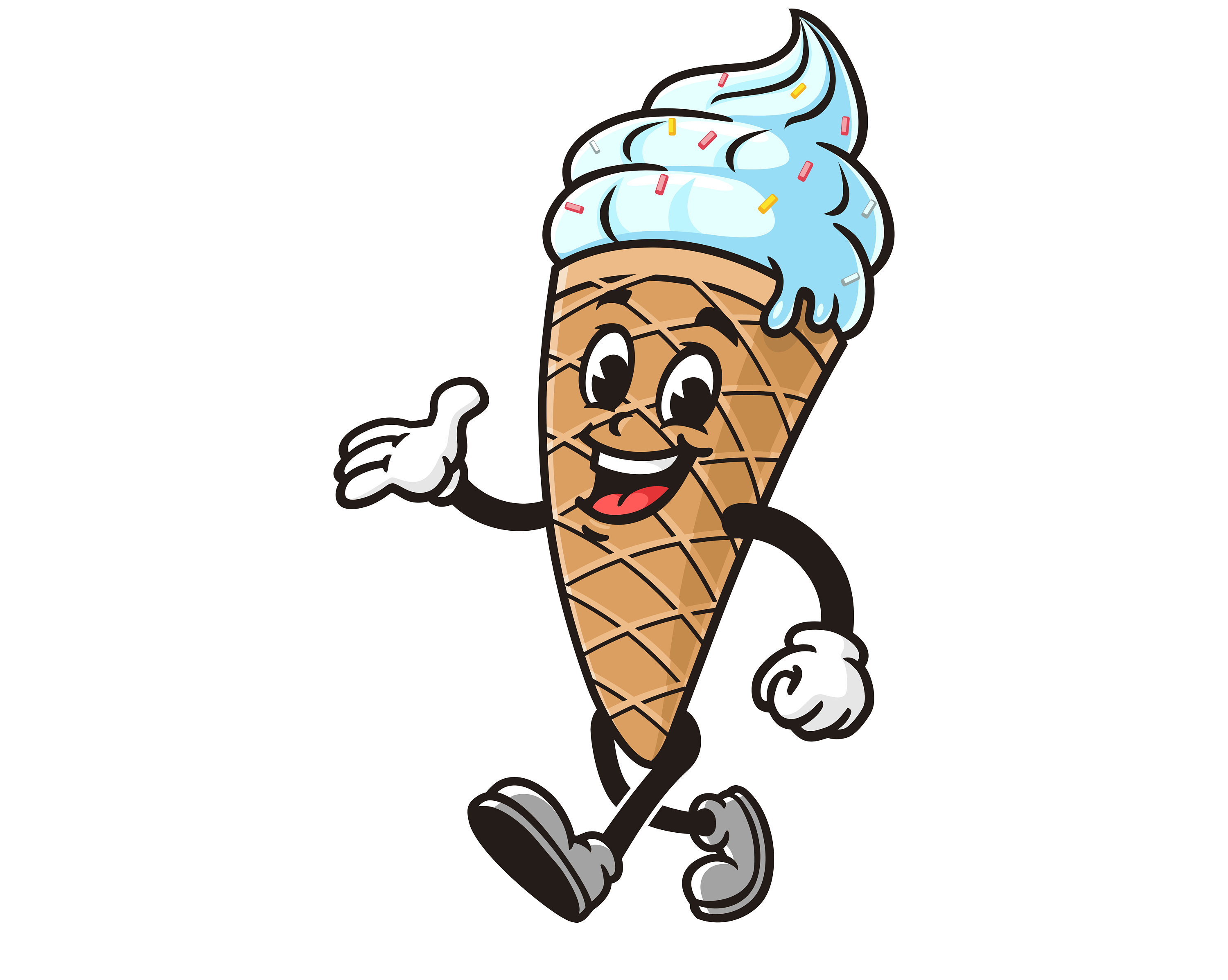 Walking Ice Cream Cartoon Mascot Illustration Design Character Vector ...