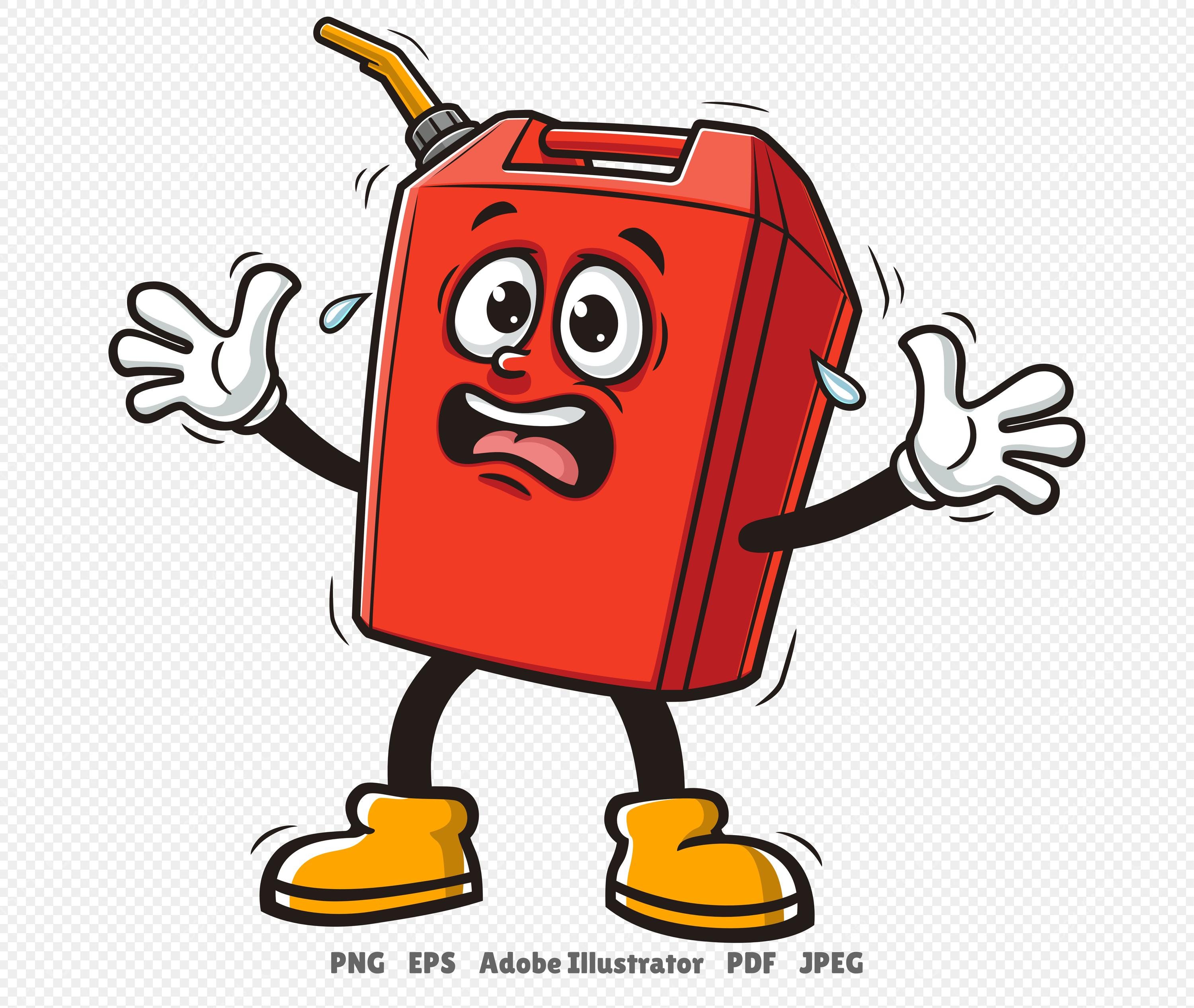 Panic Gasoline Can Cartoon Mascot Illustration Character Vector Clip ...