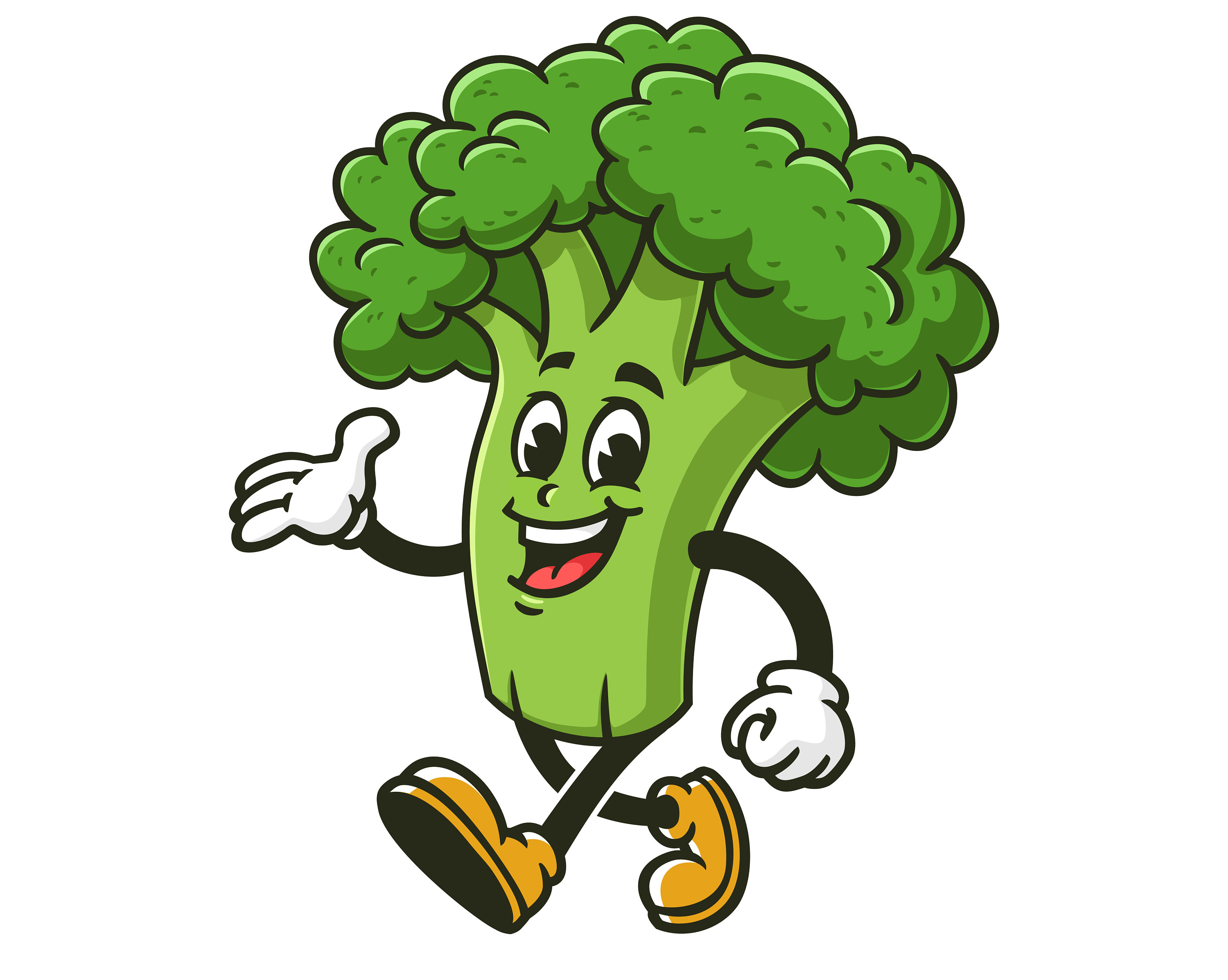 Walking Broccoli Cartoon Mascot Illustration Design Character Vector - Etsy