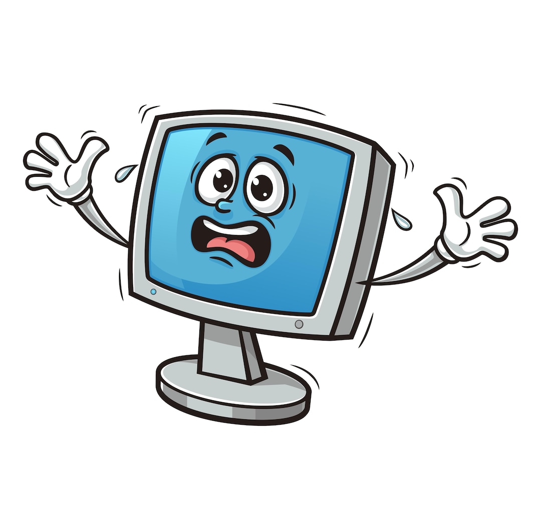 Panic Computer Monitor Cartoon Mascot Illustration Character Vector ...