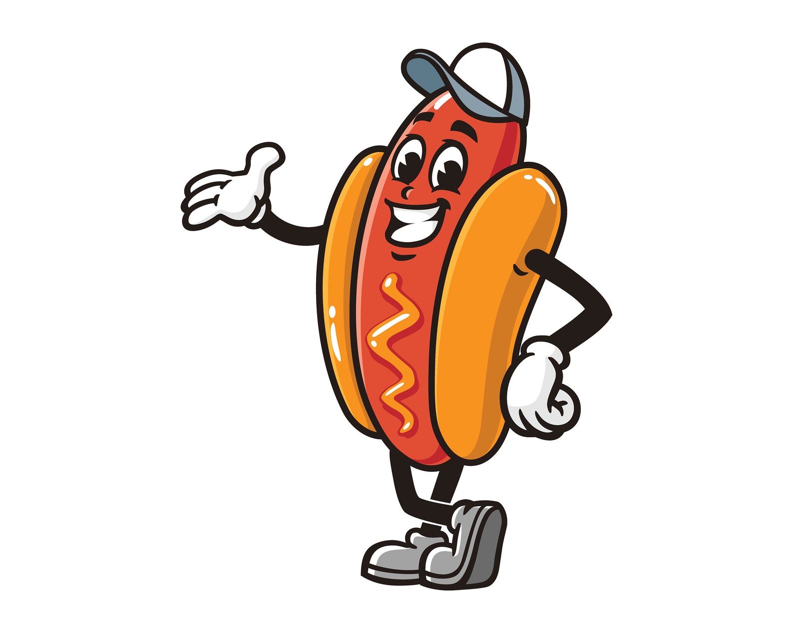Hot Dog Cartoon Mascot Illustration Design Character - Etsy