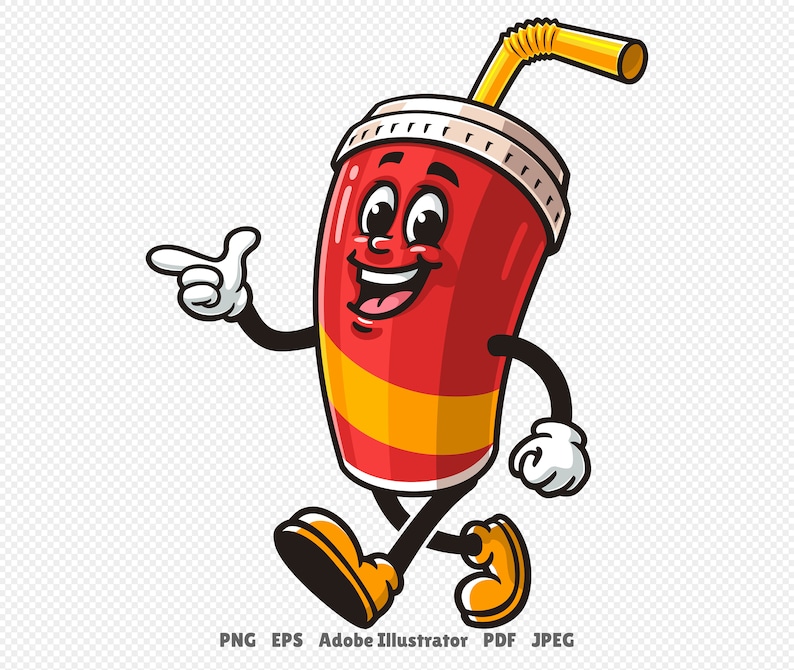 Walking Soft Drink Cup Cartoon Mascot Illustration Character Vector ...
