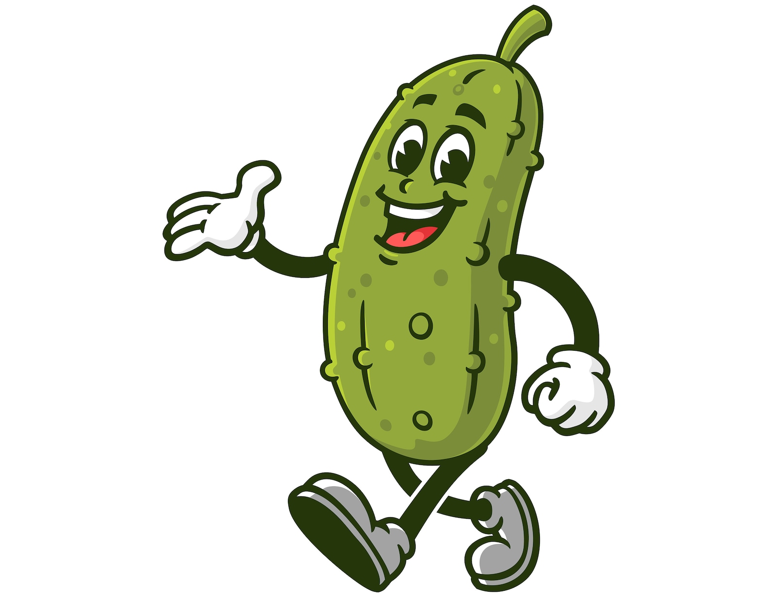 Walking Pickle Cartoon Mascot Illustration Design Character Vector - Etsy