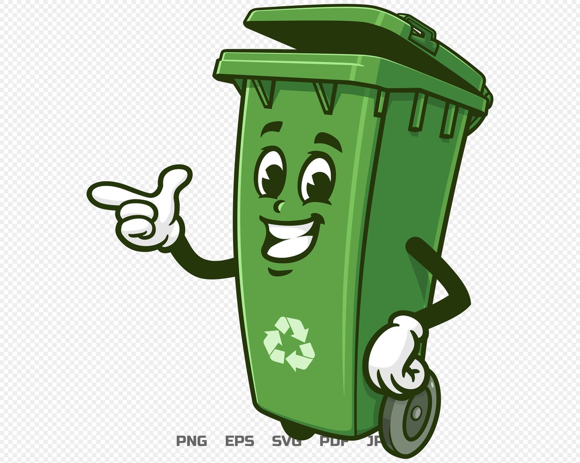 Trash Bin Garbage Bin Trash Can Cartoon Mascot Illustration Design ...