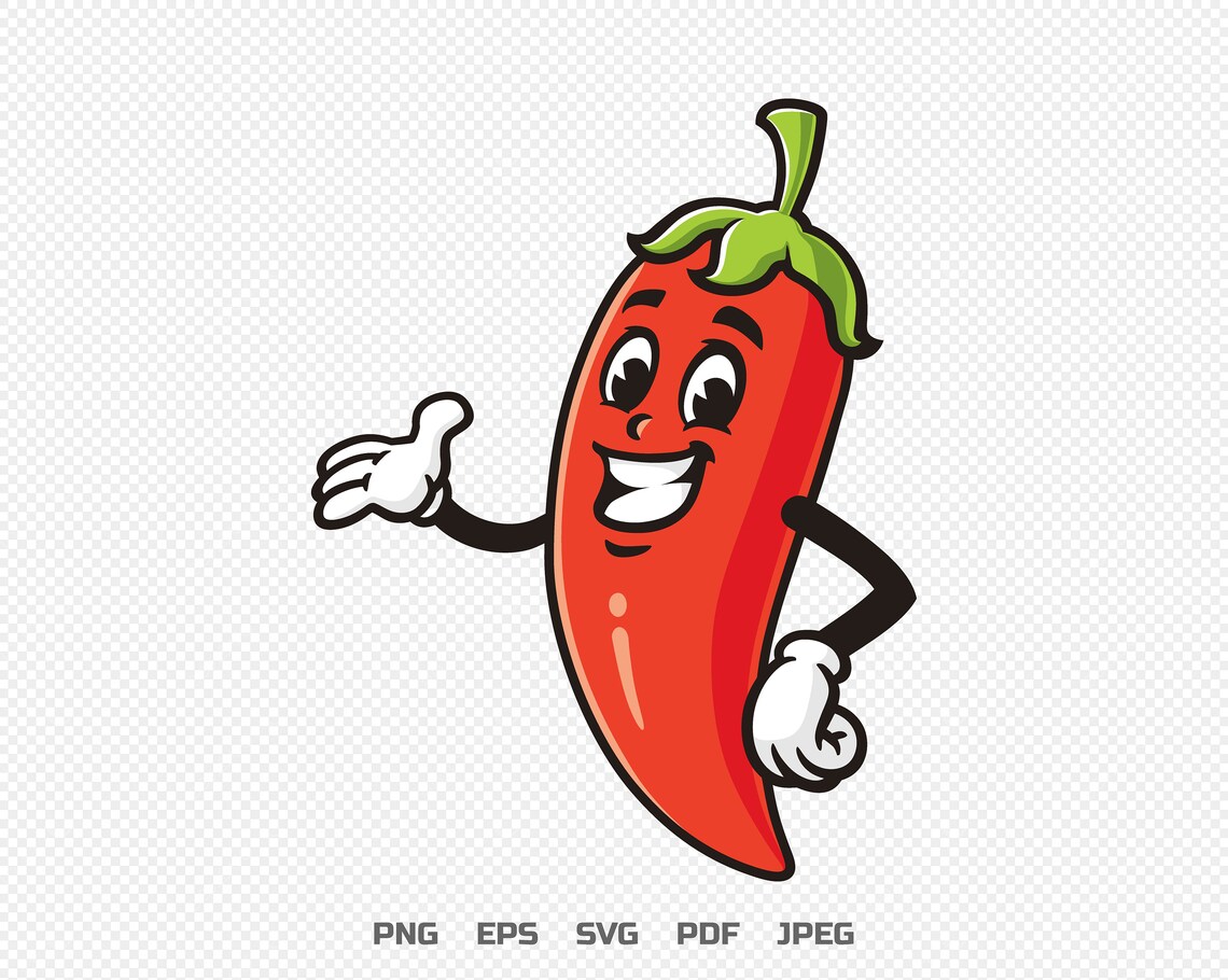 Chili Cartoon Mascot Illustration Design - Etsy