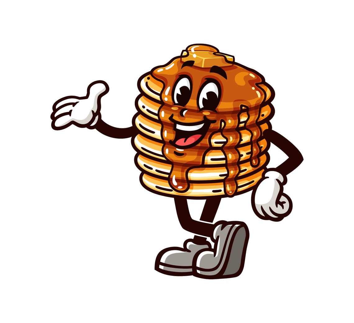 Pancake With Relax Pose Cartoon Mascot Illustration Character Vector ...