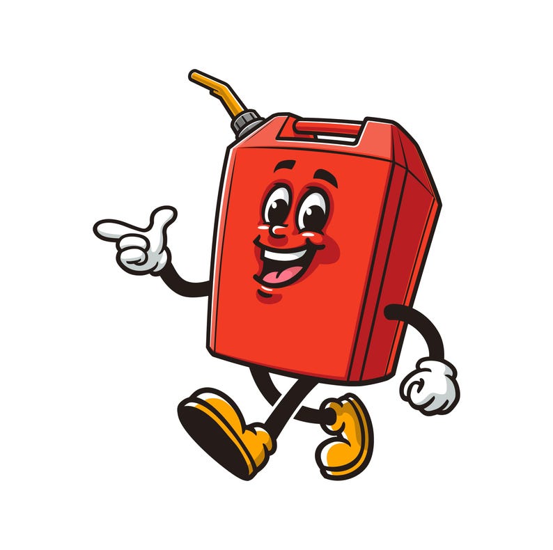 Walking Gasoline Can Cartoon Mascot Illustration Character Vector Clip ...