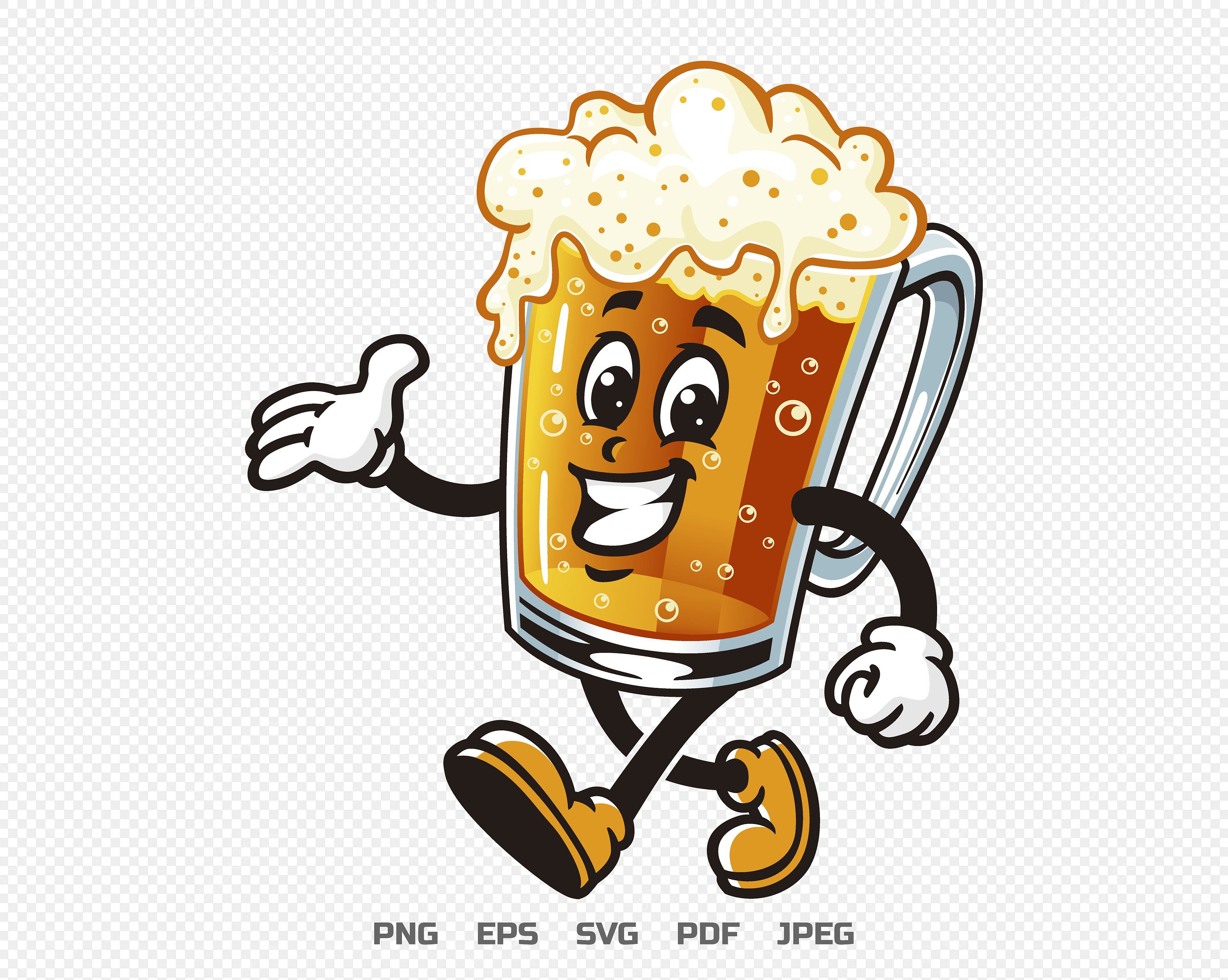 Walking Beer Glass Cartoon Mascot Illustration Design Character - Etsy