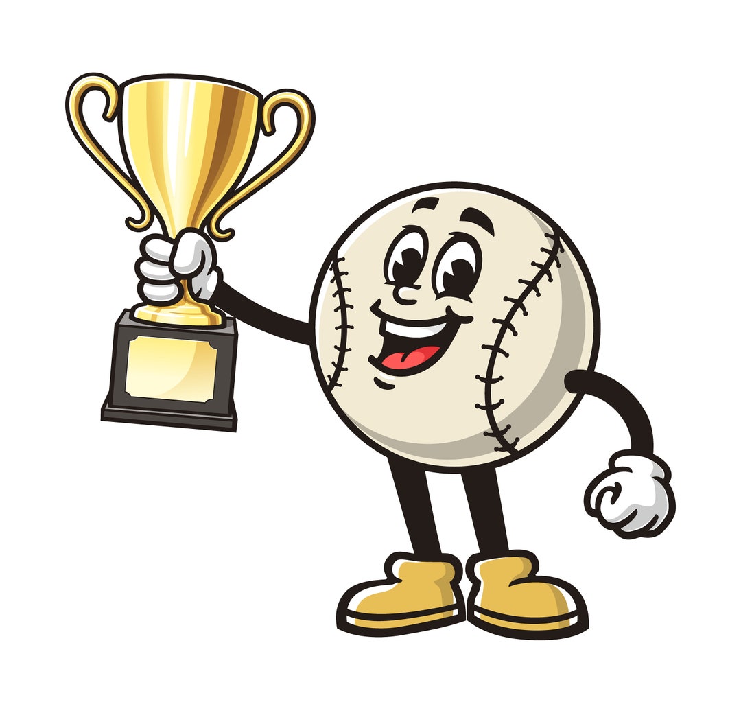 Baseball is Holding the Trophy, Cartoon Mascot Illustration Character ...