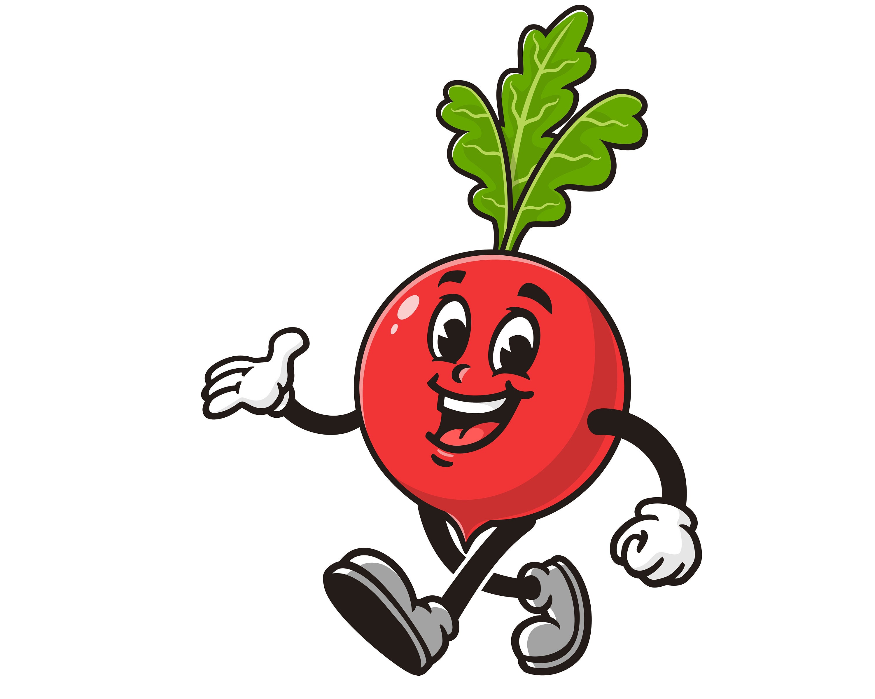 Walking Red Radish Cartoon Mascot Illustration Design Character Vector ...