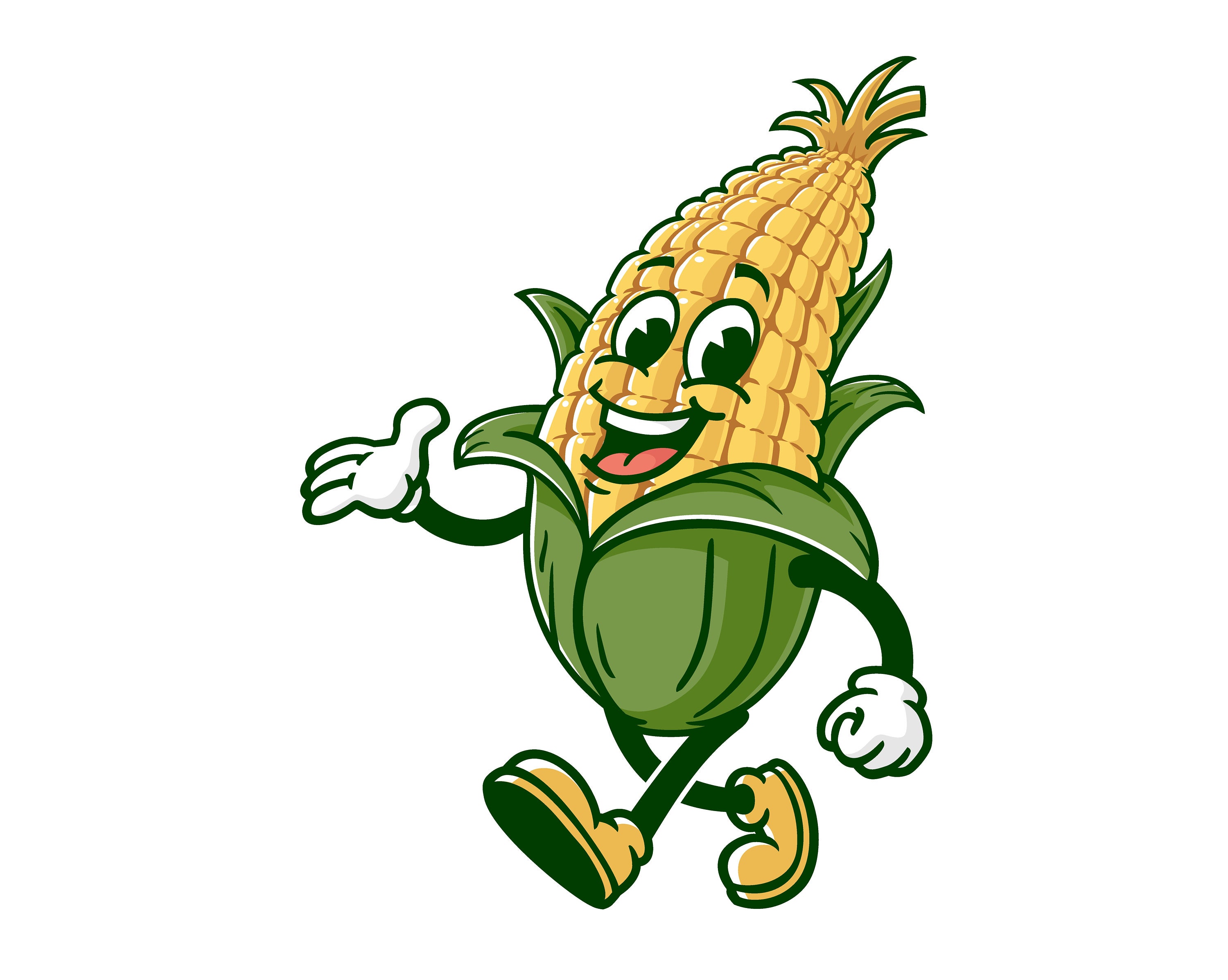 Walking Corn Cartoon Mascot Illustration Design Character - Etsy