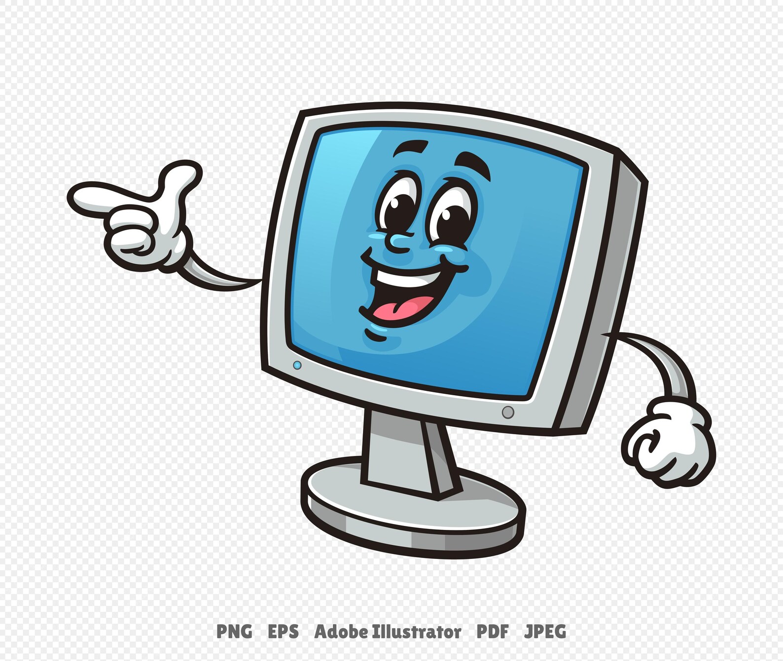 Computer Monitor Cartoon Mascot Illustration Character Vector Clip-art ...
