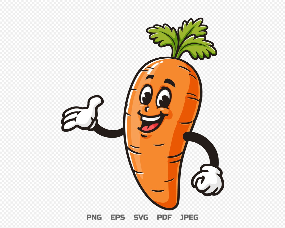 Carrot Cartoon Mascot Illustration Character Vector Clip Art Hand Drawn ...