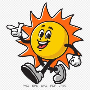 Sun Cartoon Mascot Illustration Character Vector Clip Art Hand Drawn - Etsy