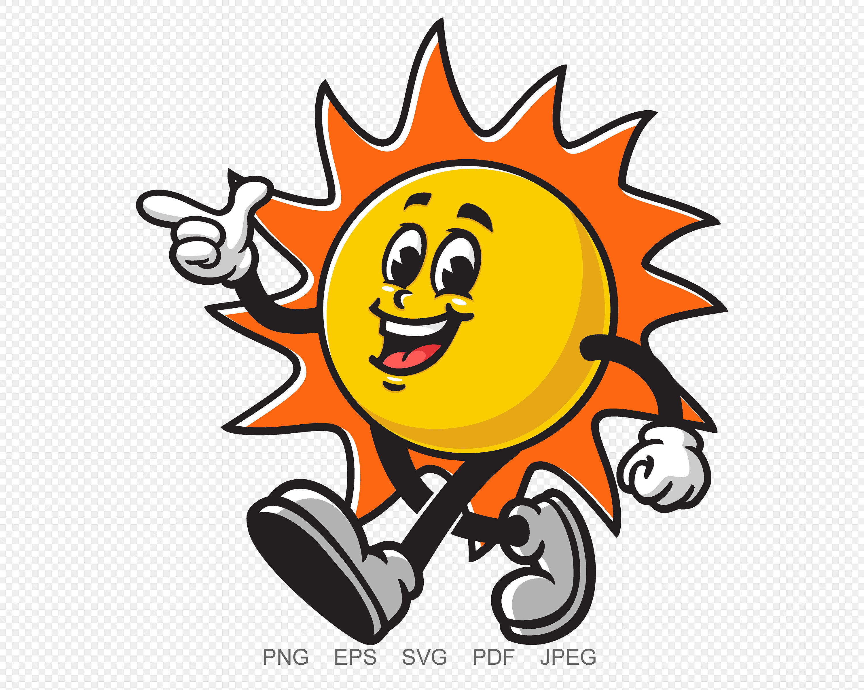 Sun Cartoon Mascot Illustration Character Vector Clip Art Hand Drawn - Etsy