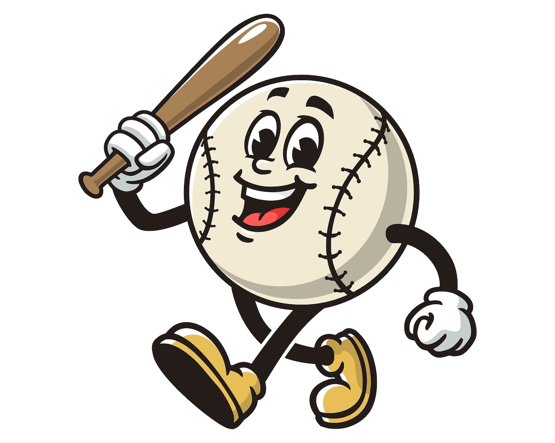 Walking Baseball Cartoon Mascot Illustration Design Character Vector - Etsy