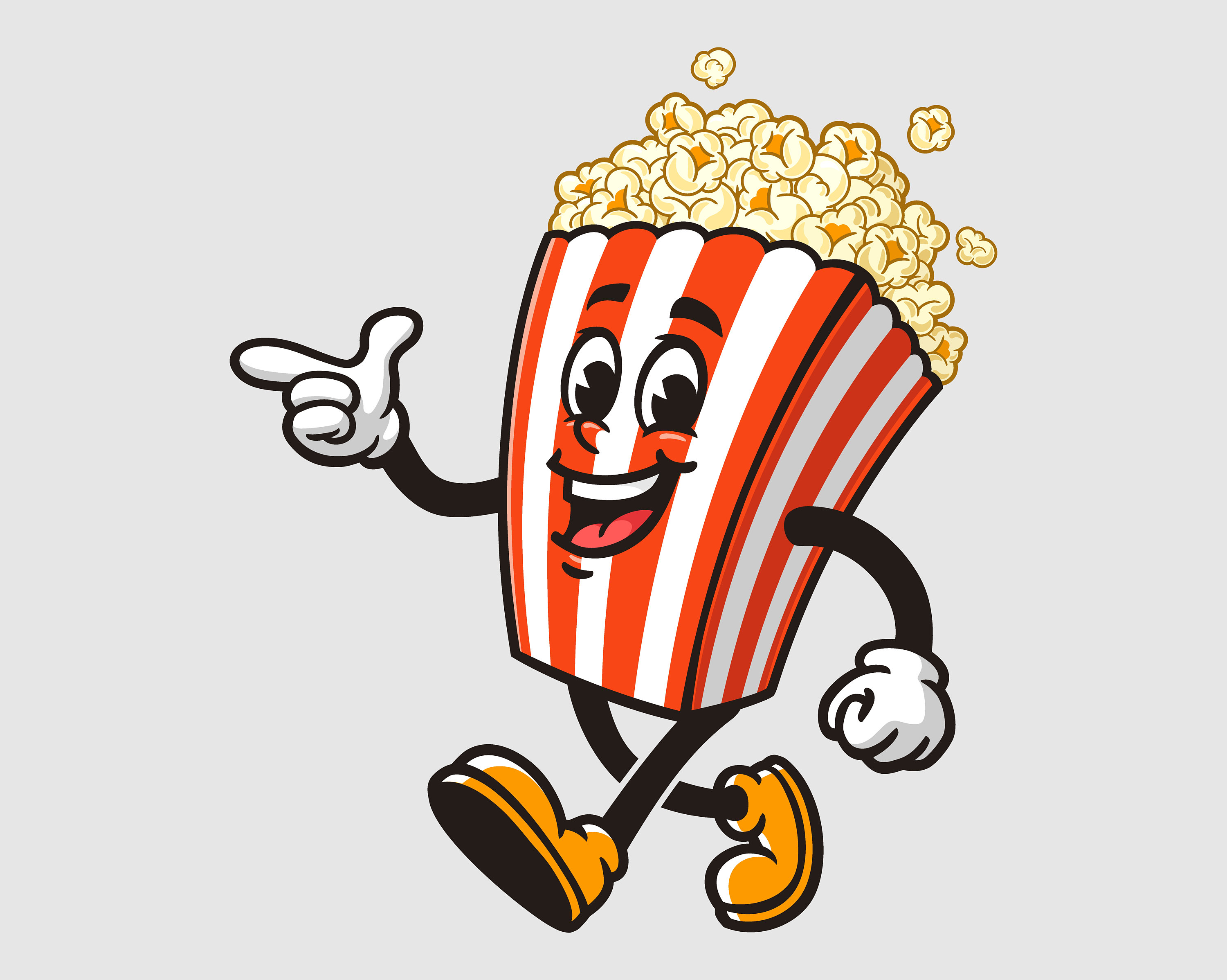 Popcorn is Walking Cartoon Mascot Illustration Character Vector Clip ...