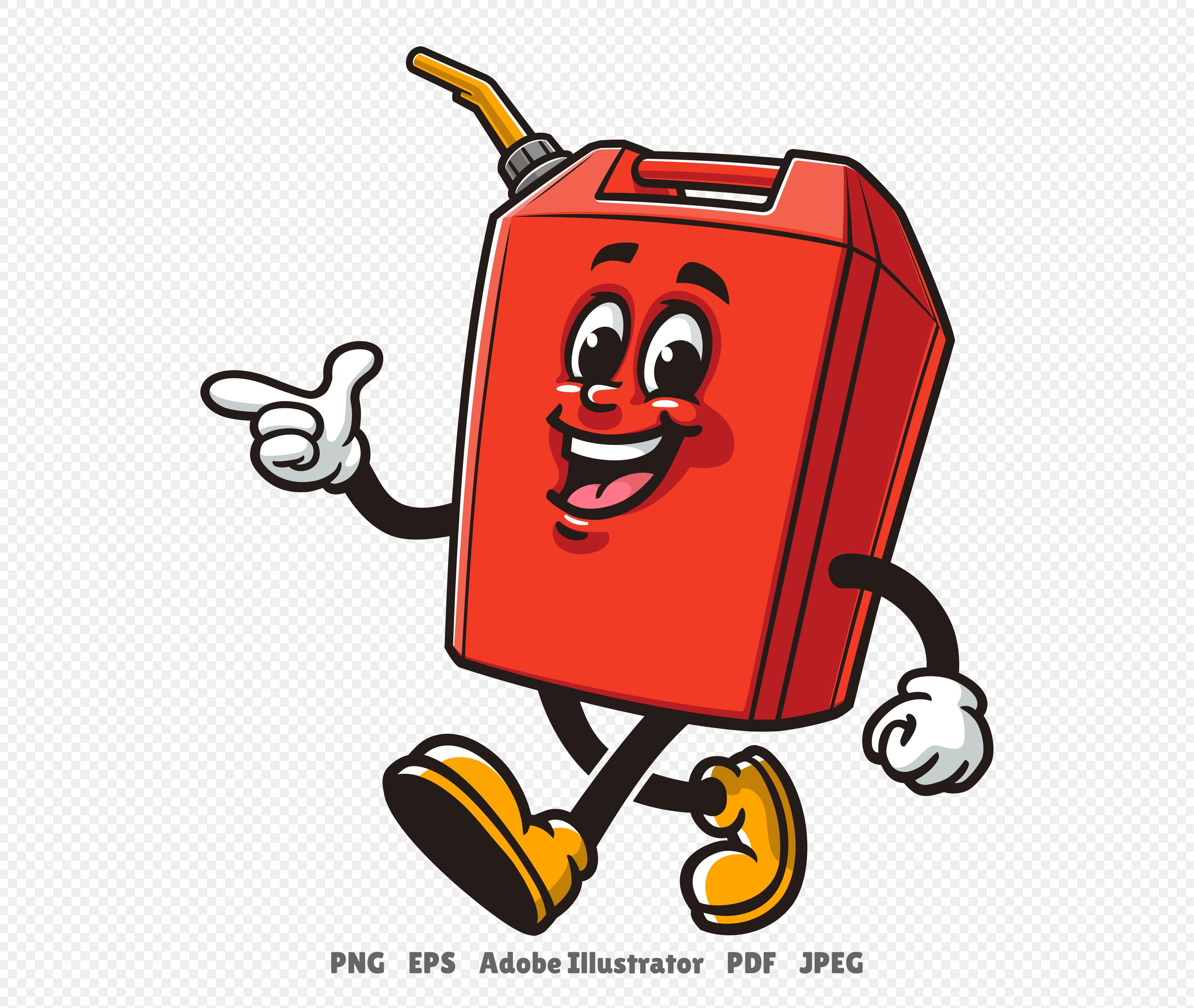 Walking Gasoline Can Cartoon Mascot Illustration Character Vector Clip ...