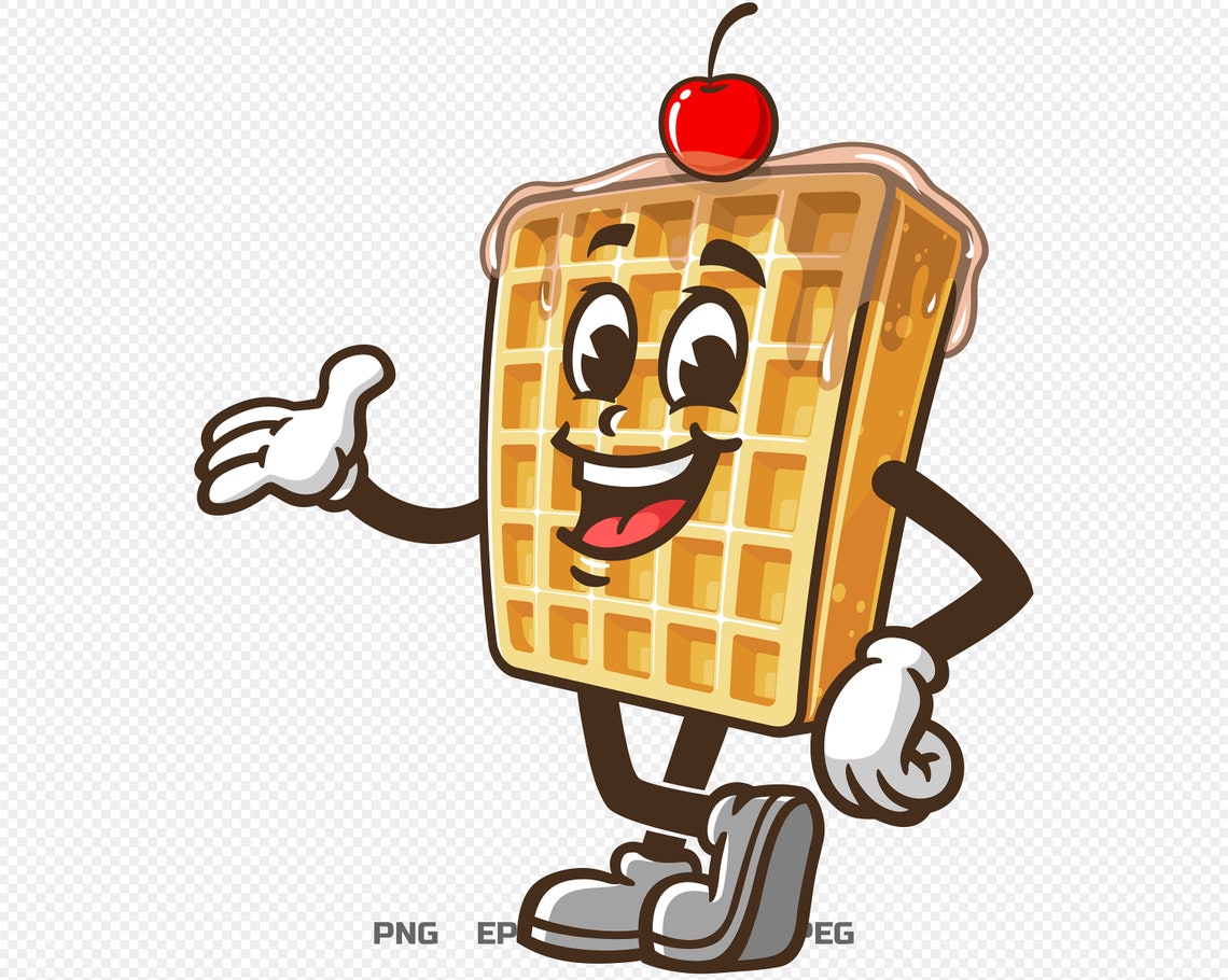 Waffle Cartoon Mascot Illustration Design Character Vector - Etsy