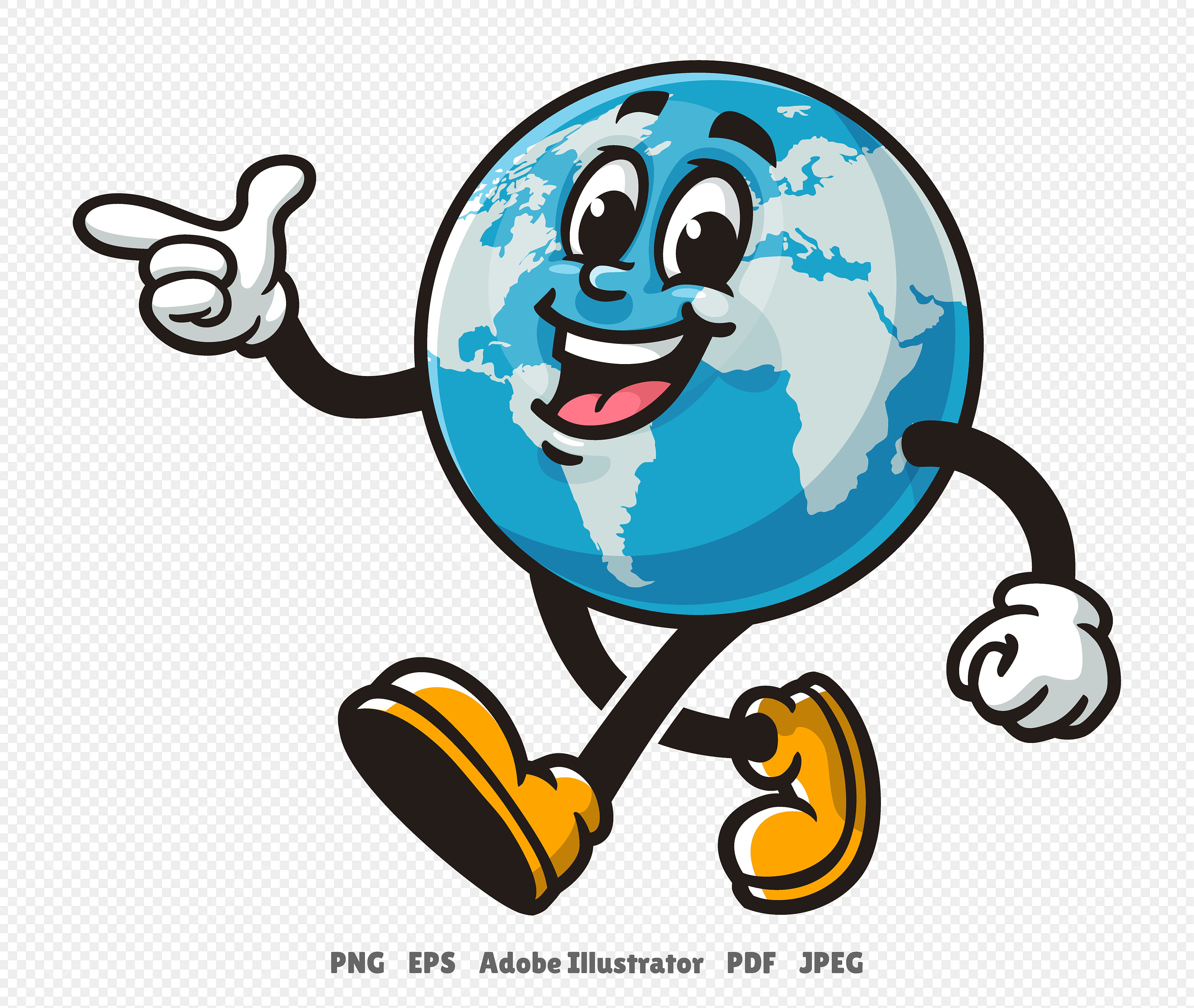 Walking Earth Cartoon Mascot Illustration Character Vector Clip-art ...