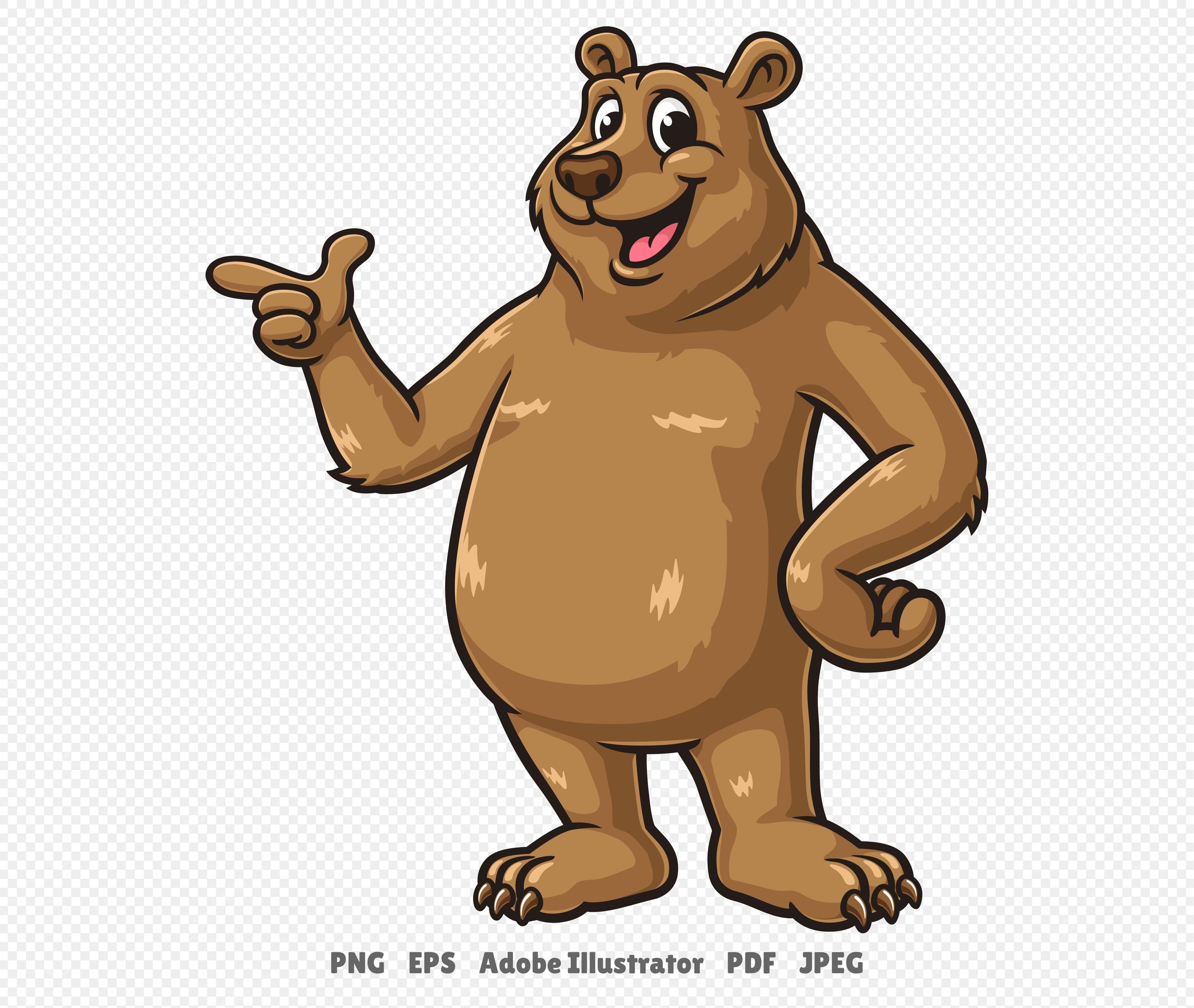 Bear Cartoon Mascot Illustration Character Vector Clip-art Hand-drawn ...