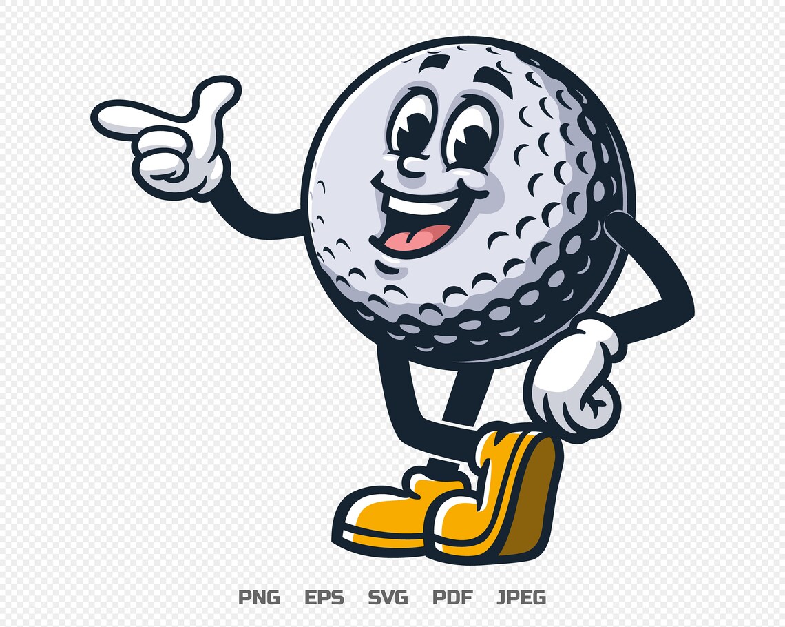 Golf Ball Cartoon Mascot Illustration Character Vector Clip Art Hand ...