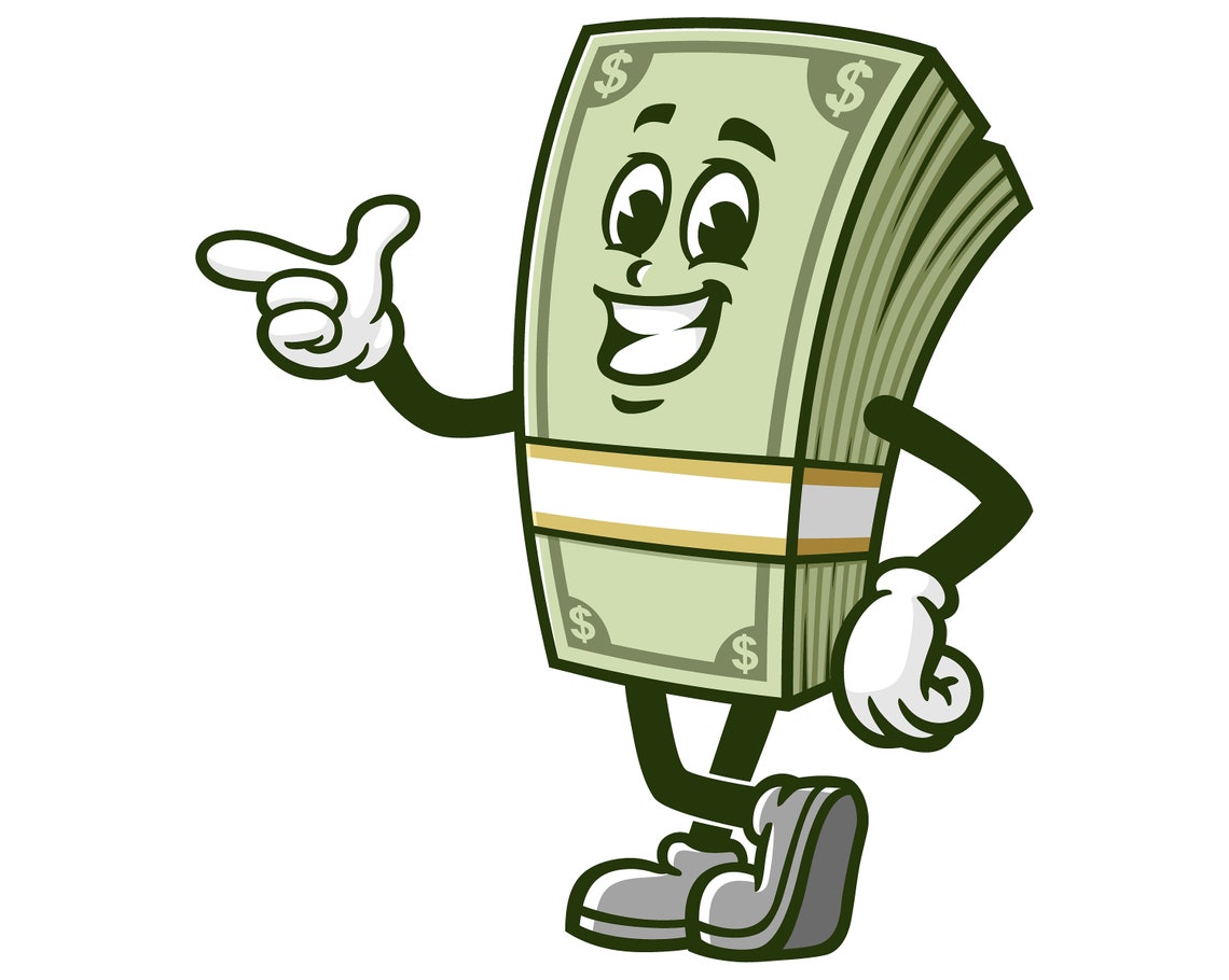 Money Cash Cartoon Mascot Illustration Design Character Vector - Etsy