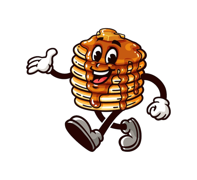 Walking Pancake Cartoon Maskottchen Illustration Charakter Vektor Clip ...