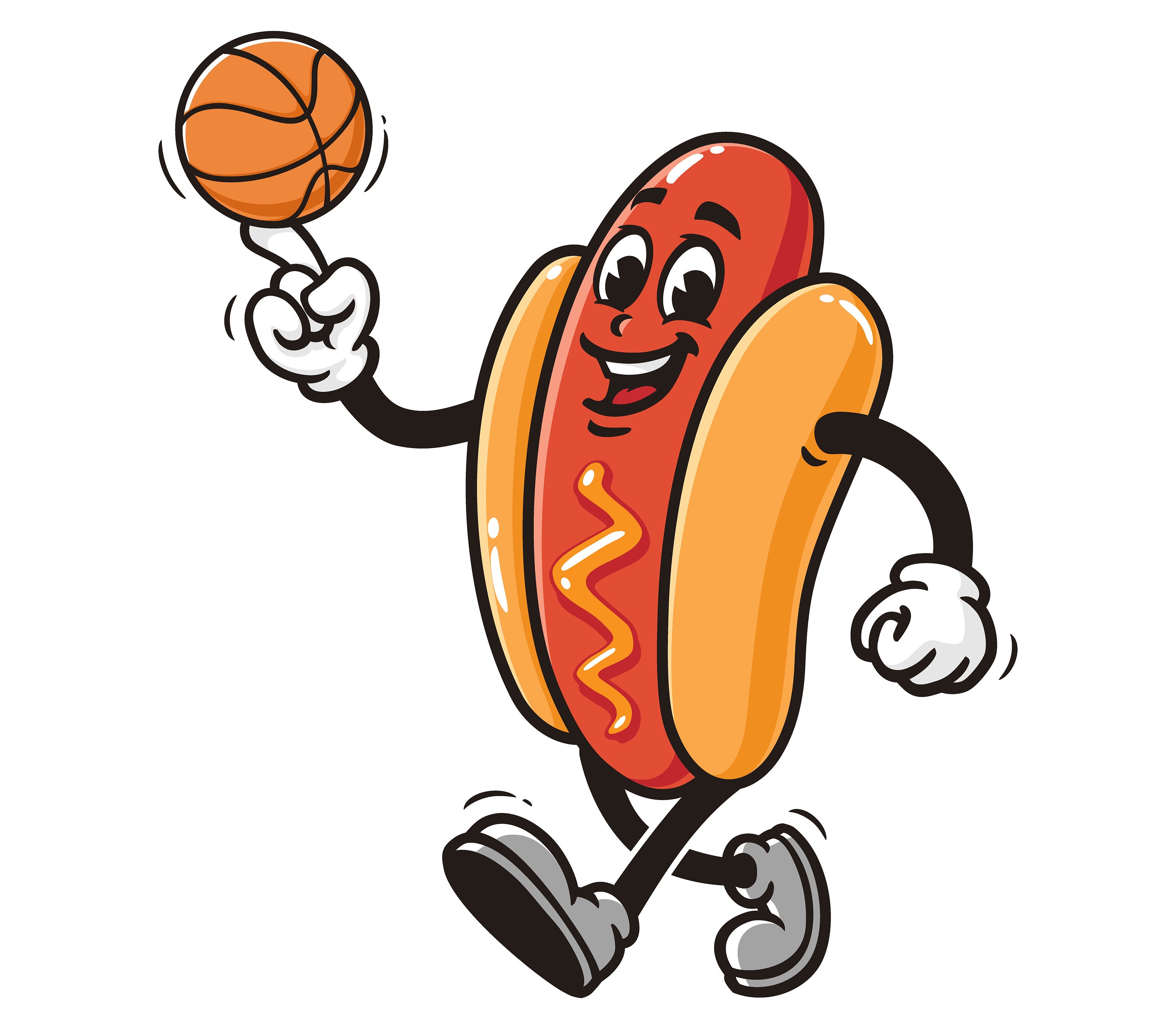 Walking Hot Dog Playing Basketball Cartoon Mascot Illustration Design ...