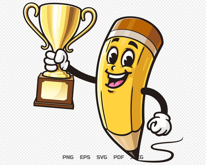 Pencil is Holding a Trophy, Pencil Cartoon Mascot Illustration ...