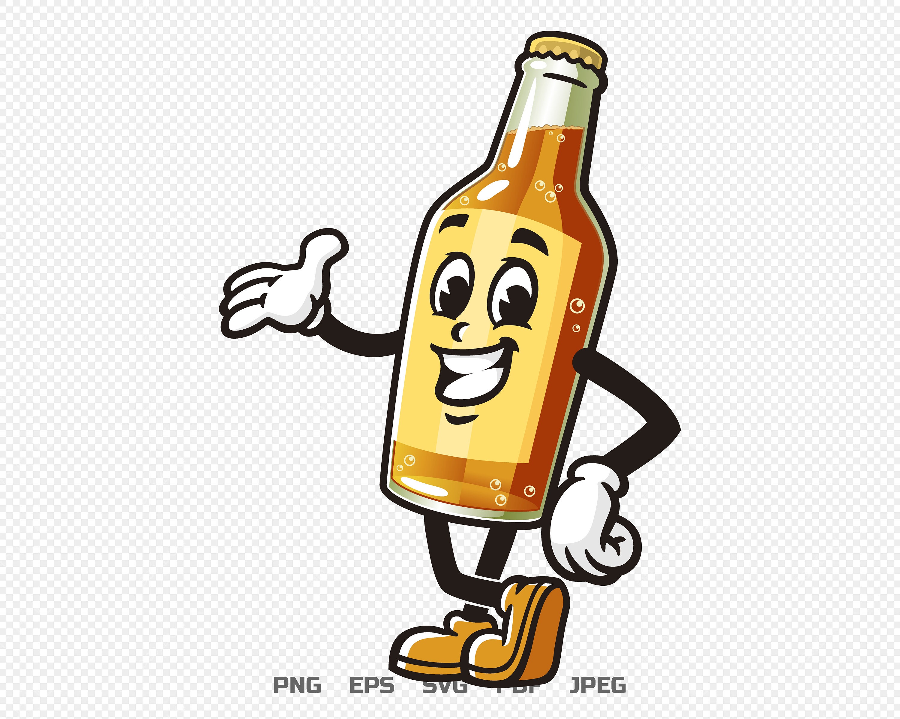 Beer Bottle Cartoon Mascot Vector Illustration Design Character - Etsy