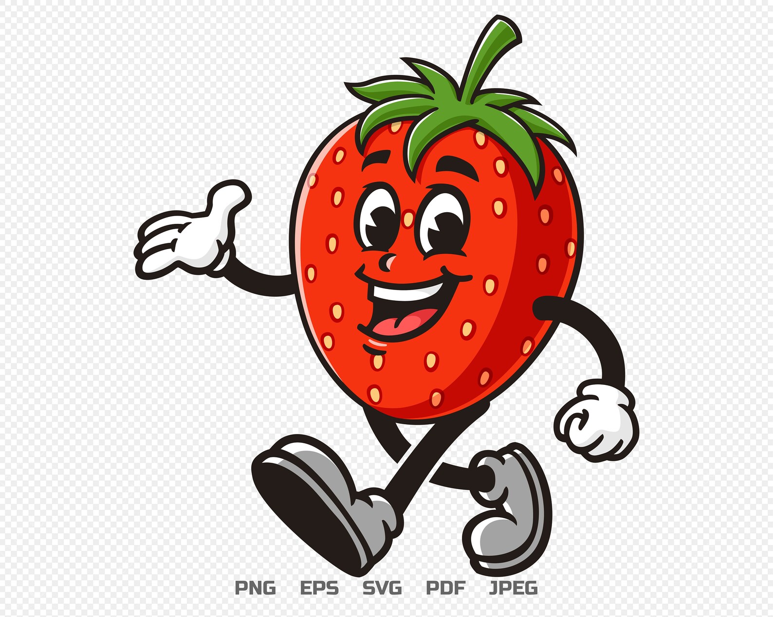 Walking Strawberry Cartoon Mascot Illustration Design Character Vector ...