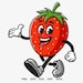 Walking Strawberry Cartoon Mascot Illustration Design Character Vector ...