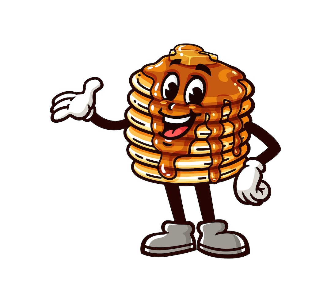 Pancake Cartoon Mascot Illustration Character Vector Clip Art Hand ...