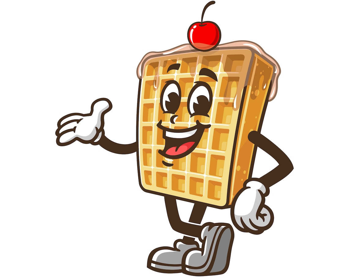 Waffle Cartoon Mascot Illustration Design Character Vector - Etsy
