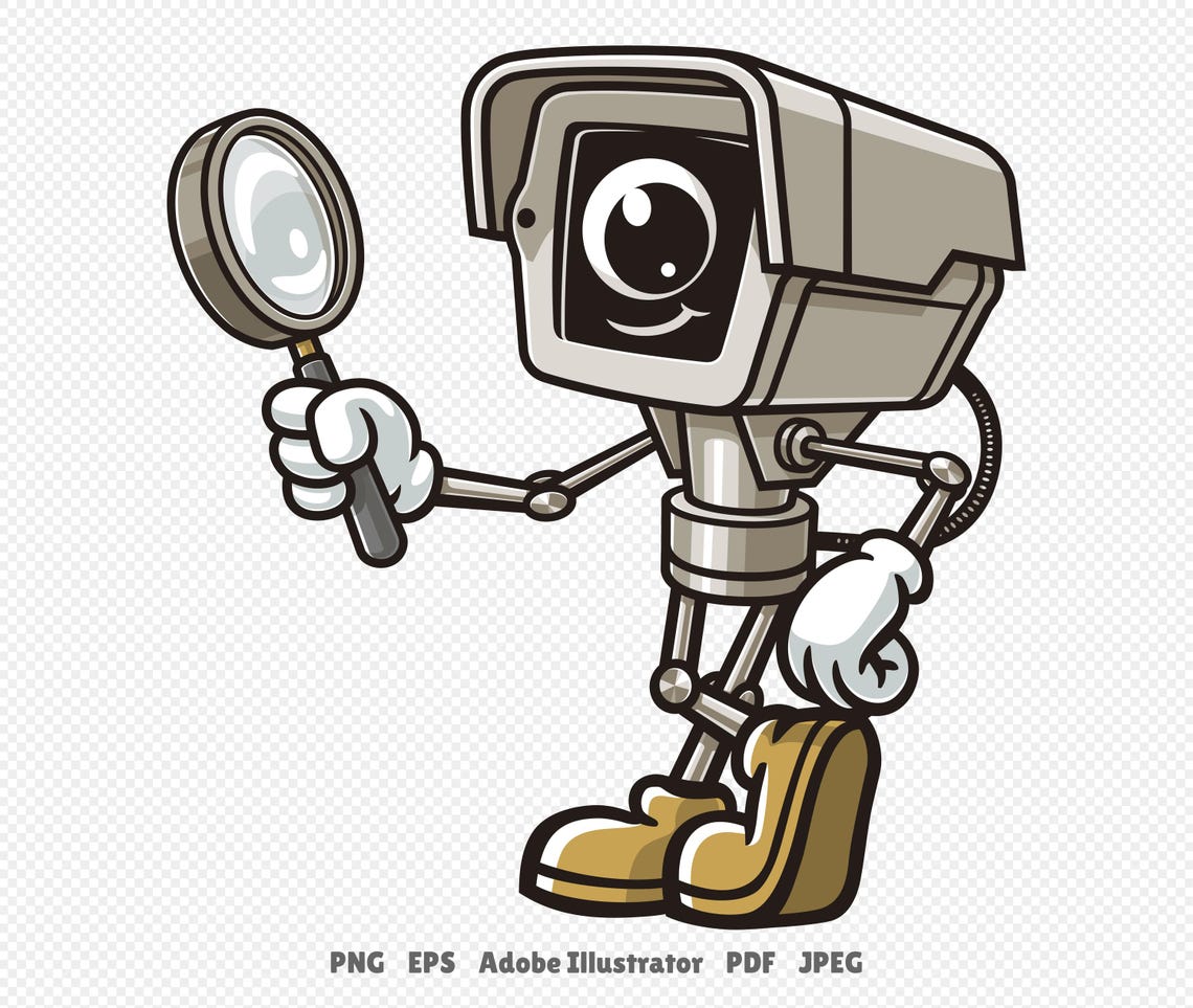 CCTV With Detective Magnifying Lens, CCTV Camera Cartoon Mascot ...