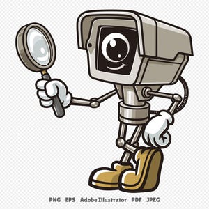 CCTV With Detective Magnifying Lens, CCTV Camera Cartoon Mascot ...