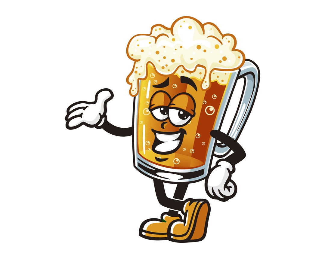 Beer Glass Drunk Cartoon Mascot Illustration Design Character Etsy