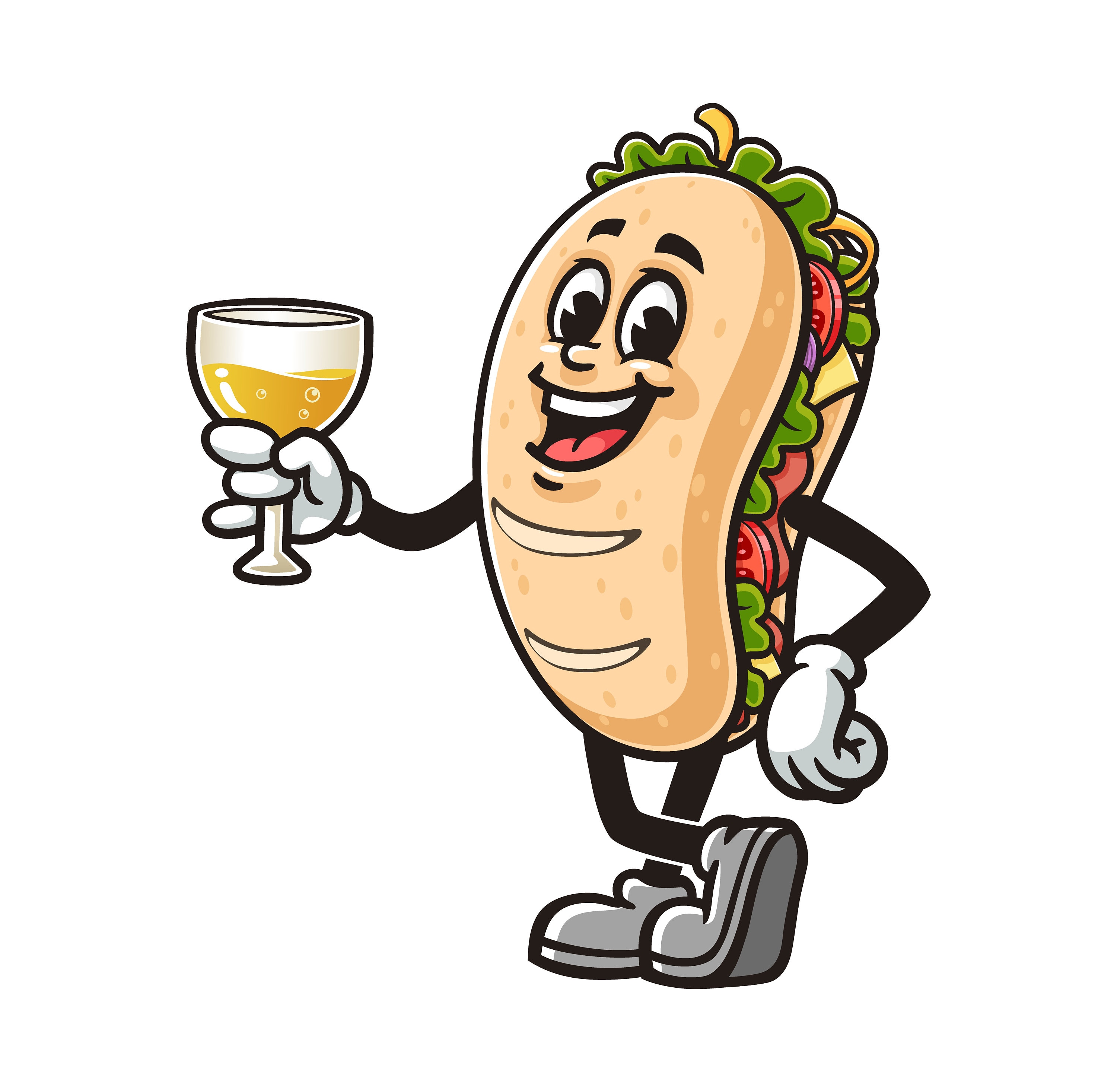 Sub Sandwich is Holding a Glass of Drink, Sub Sandwich Cartoon Mascot ...
