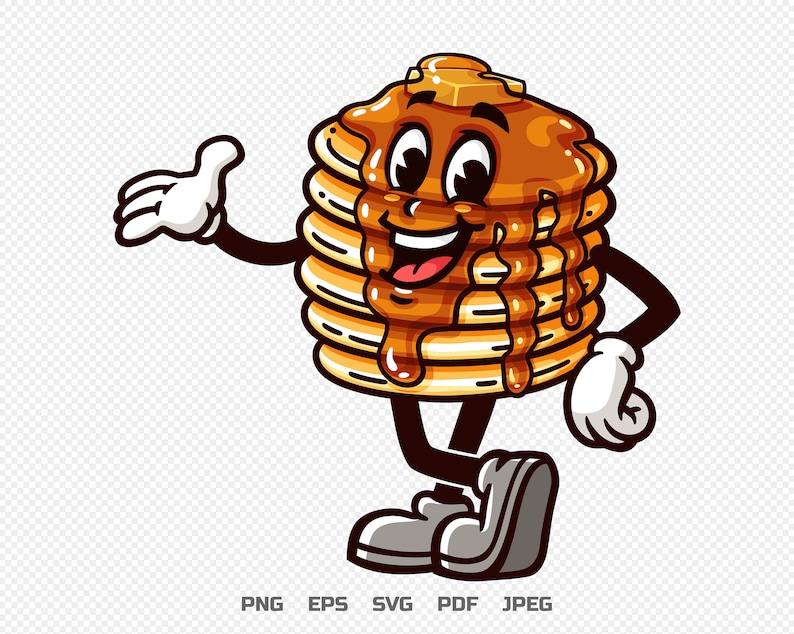 Pancake With Relax Pose Cartoon Mascot Illustration Character Vector ...
