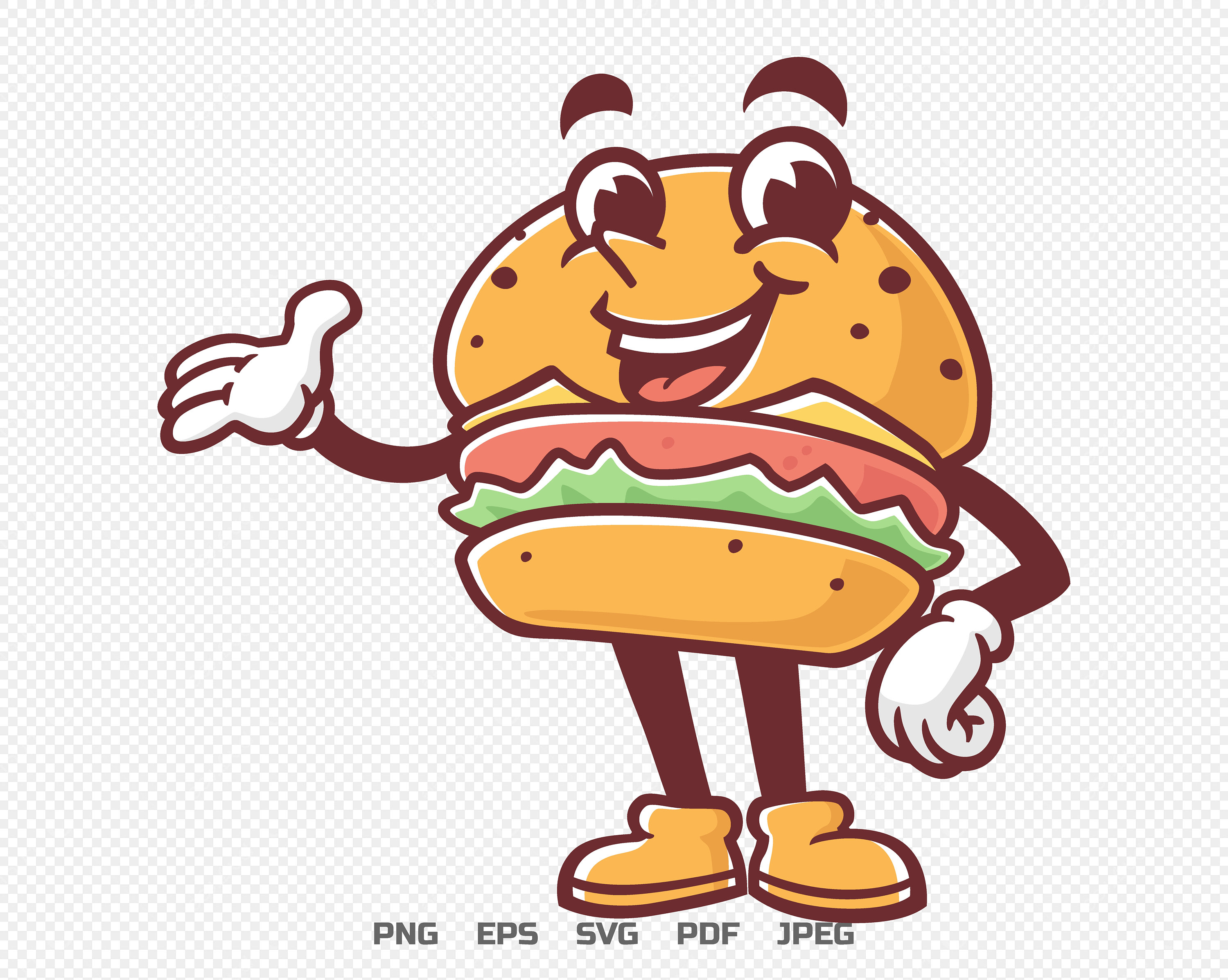 Burger Cartoon Mascot Illustration Design Character - Etsy