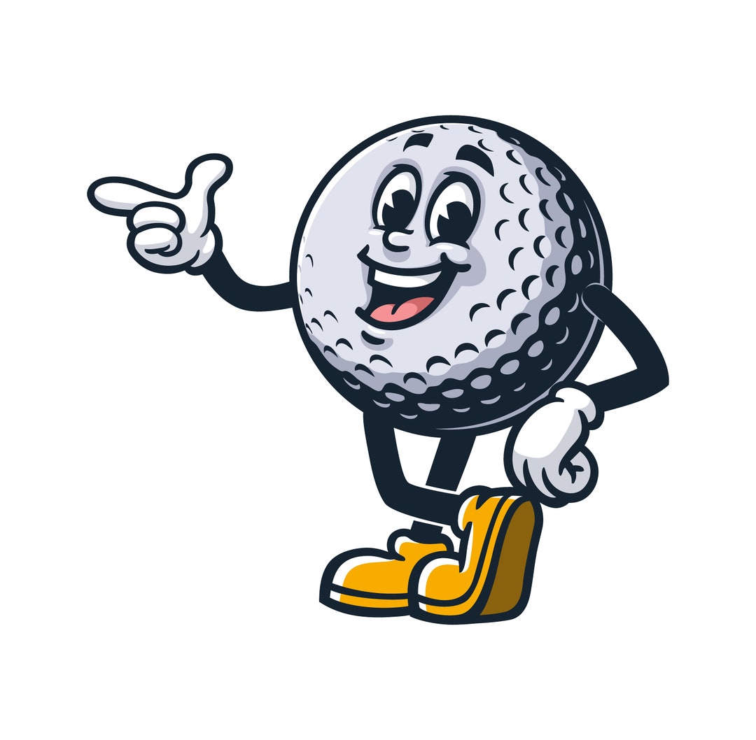 Golf Ball Cartoon Mascot Illustration Character Vector Clip Art Hand ...