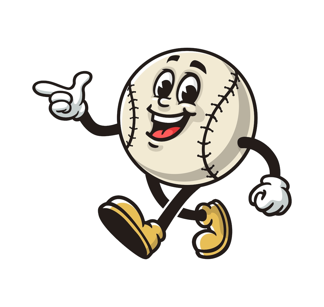 Walking Baseball Ball Cartoon Mascot Illustration Character Vector Clip ...