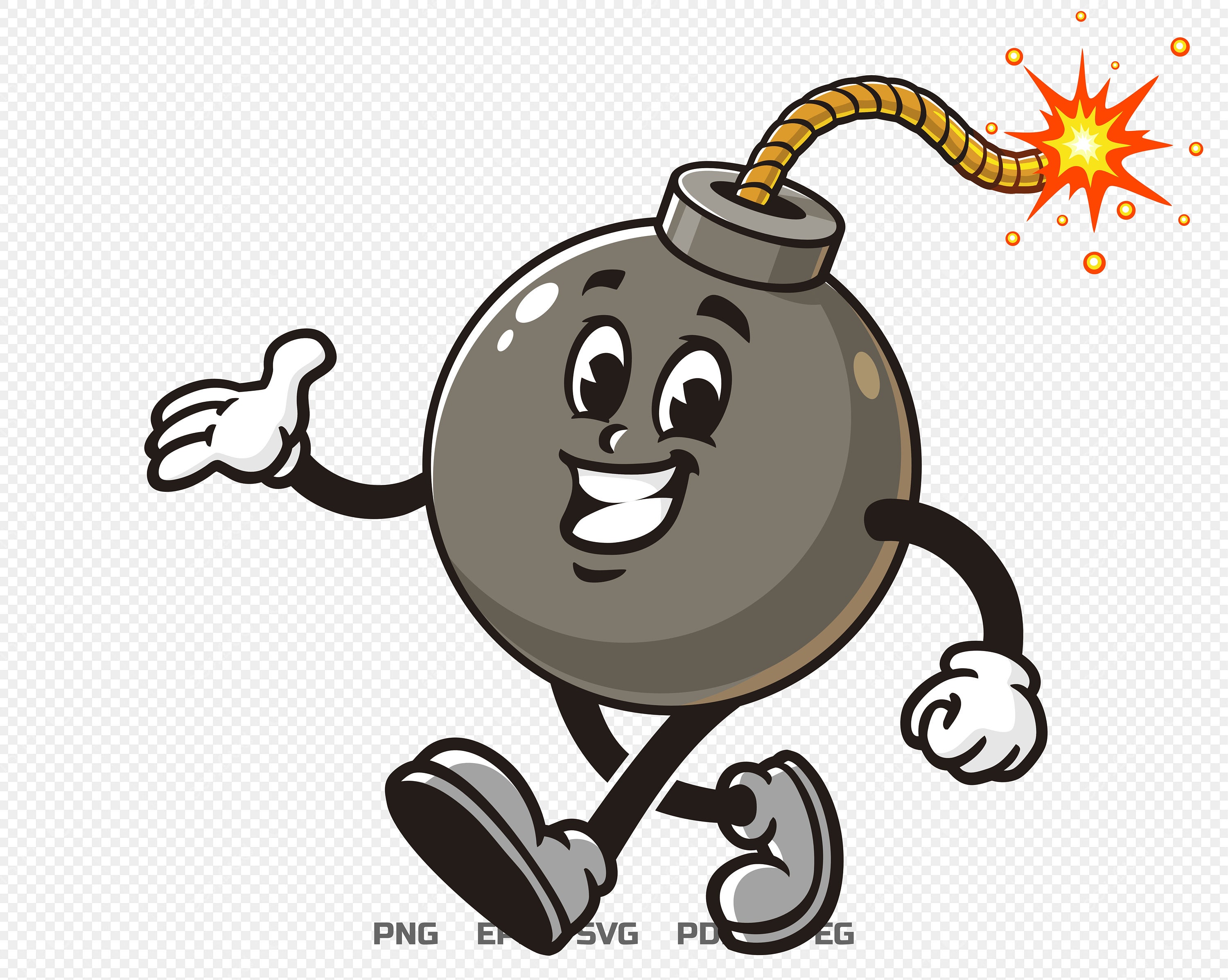 Walking Bomb Cartoon Mascot Illustration Design Character Vector - Etsy